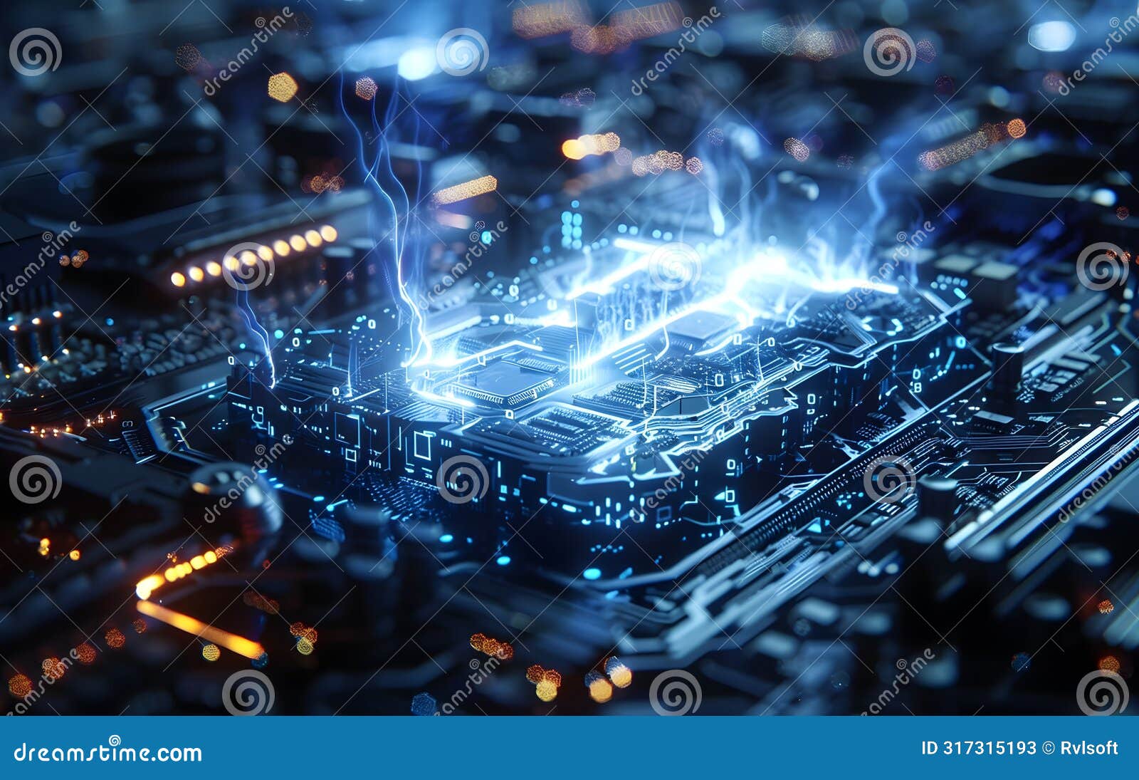 Wallpaper of Virtual Micro Chips on Digital Background, Abstract ...
