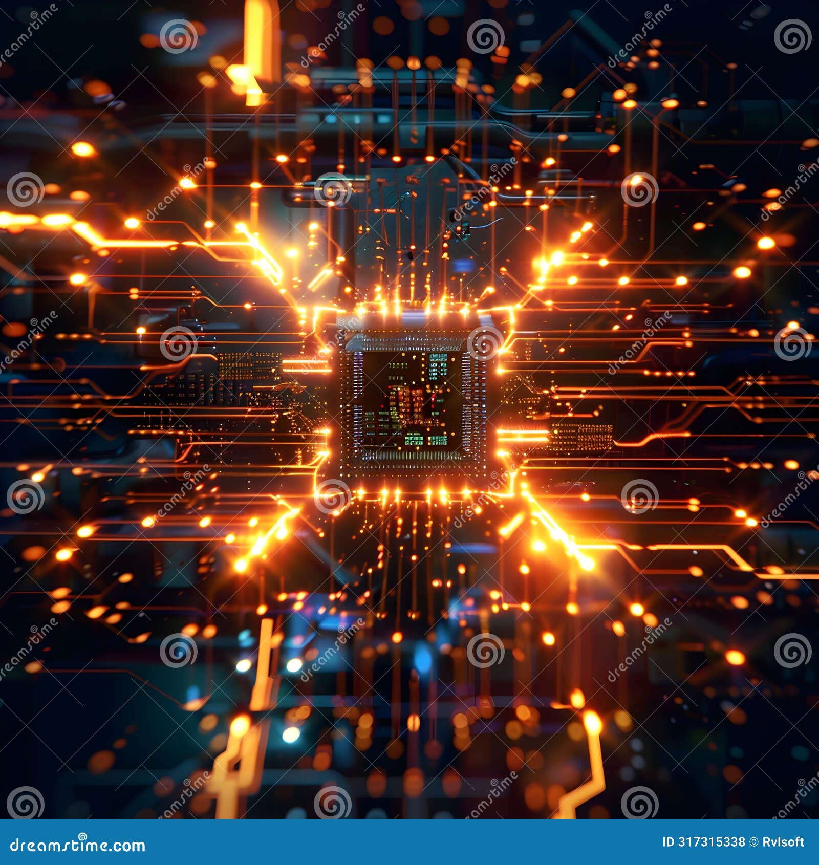 Wallpaper of Virtual Micro Chips on Digital Background, Abstract ...