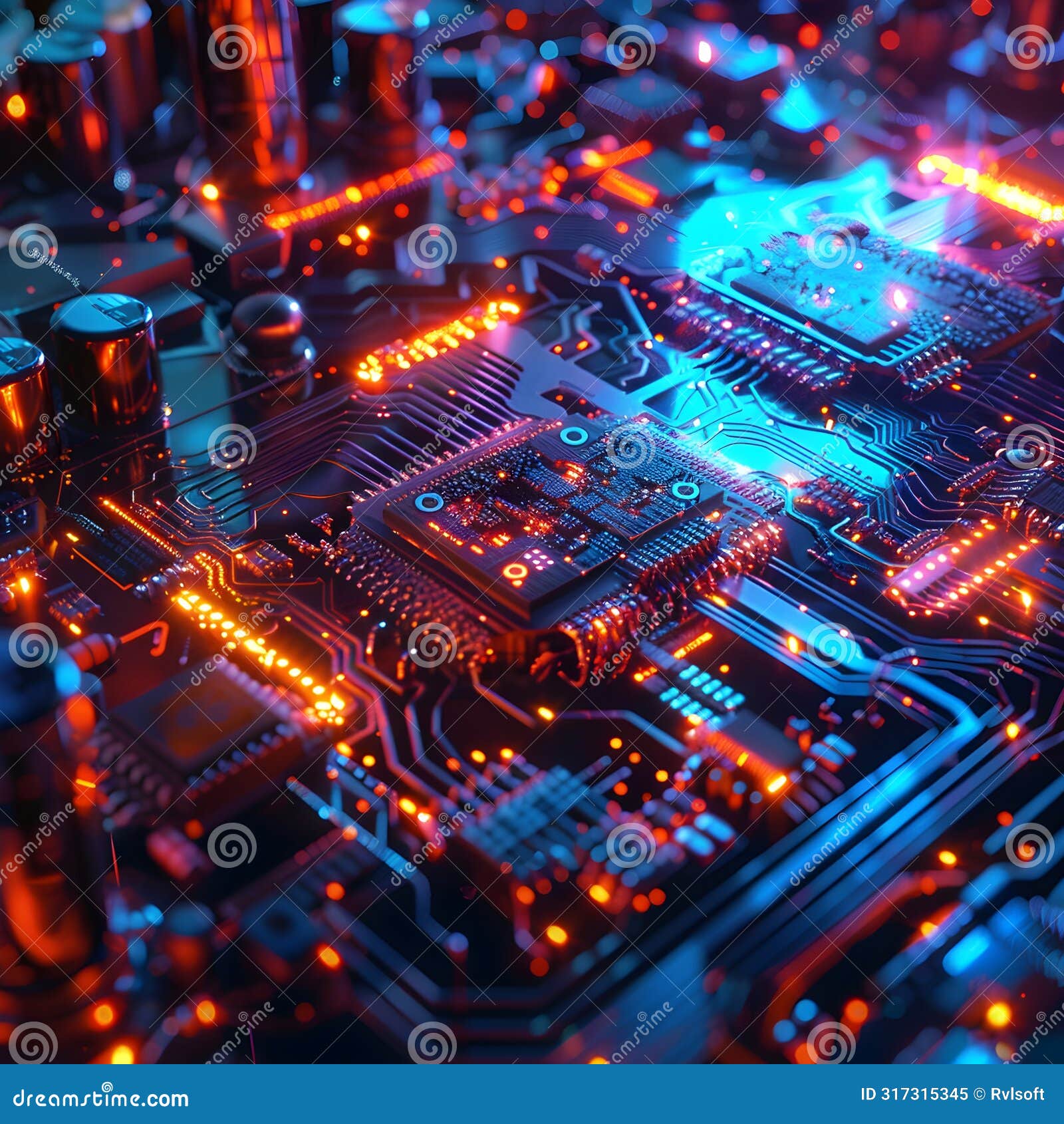 Wallpaper of Virtual Micro Chips on Digital Background, Abstract ...