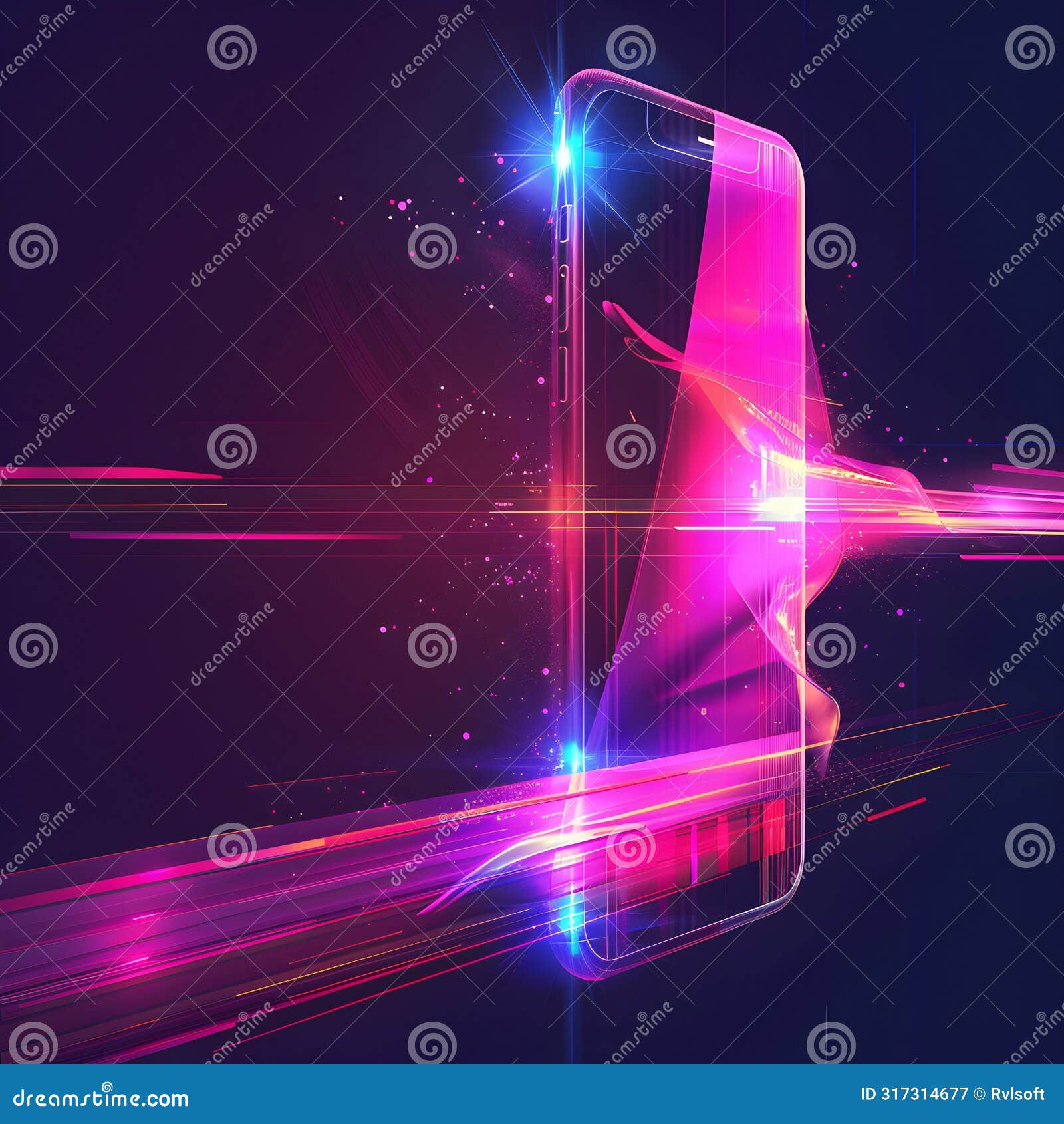 Wallpaper of Virtual Mobile Phone on Digital Background, Abstract ...