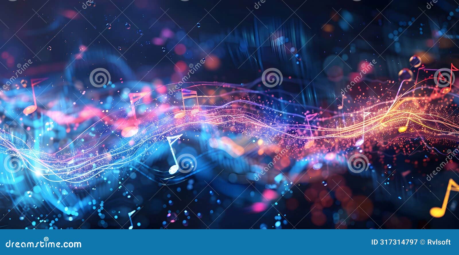 Wallpaper of Virtual Music Notes on Digital Background, Abstract ...