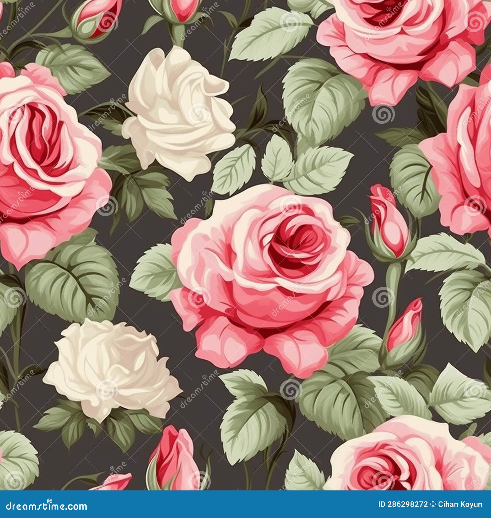 Wallpaper of Watercolored Seamless Pink Roses Pattern Stock ...