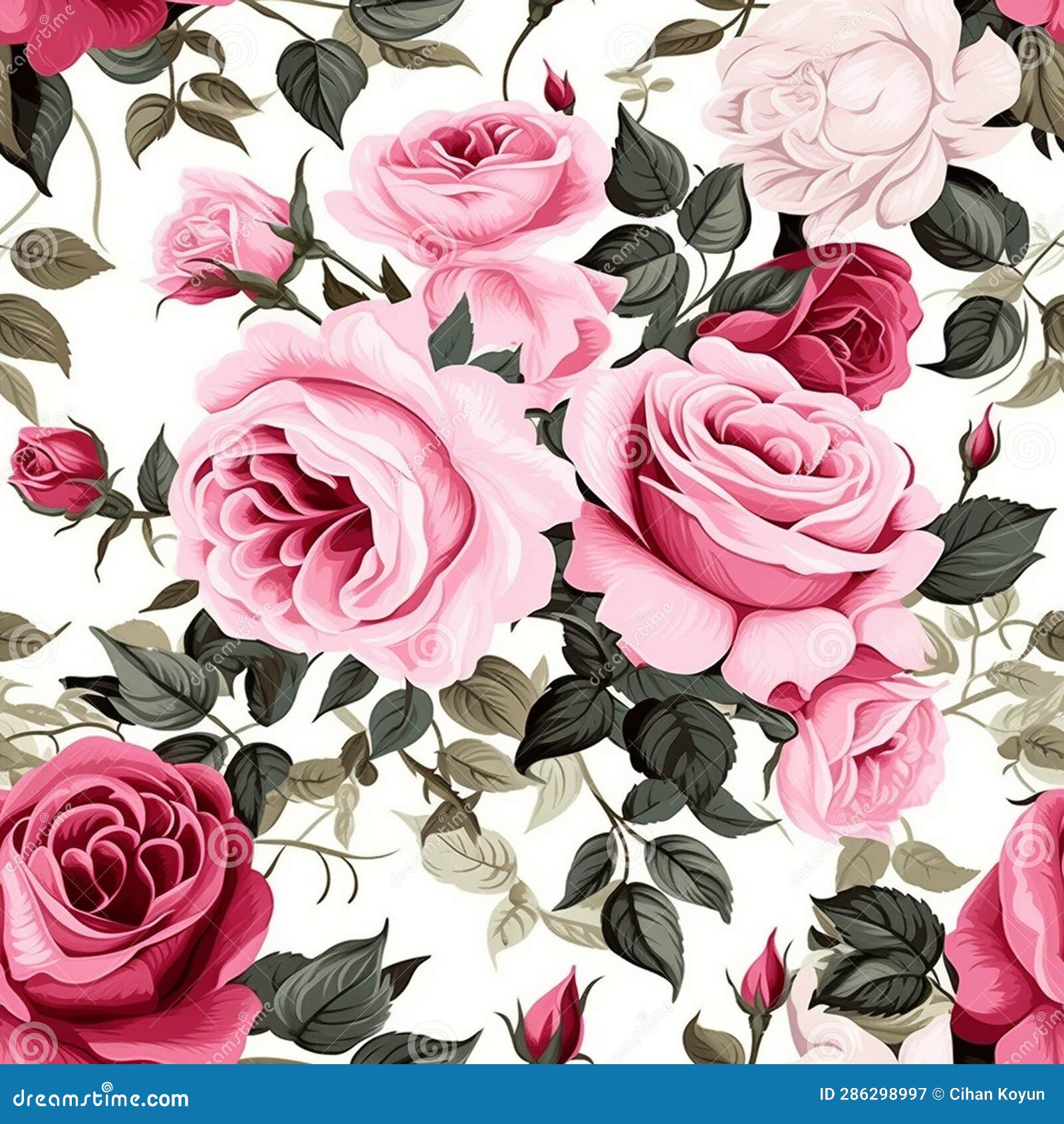 Wallpaper of Watercolored Seamless Pink Roses Pattern Stock ...