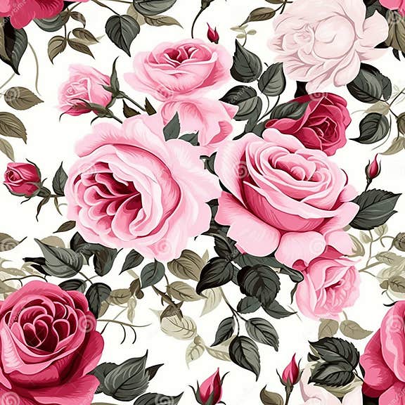 Wallpaper of Watercolored Seamless Pink Roses Pattern Stock ...