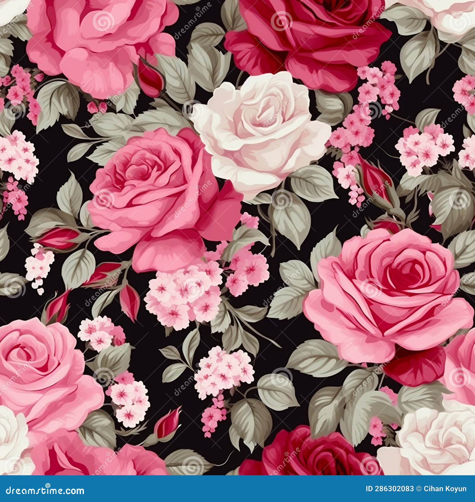 Wallpaper of Watercolored Seamless Pink Roses Pattern Stock ...