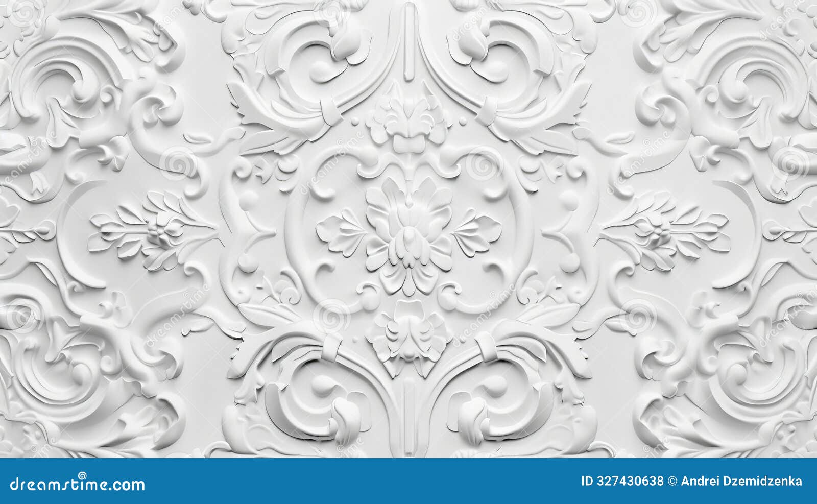 Wallpaper with a White 3D Rococo Pattern. High Quali Stock Illustration ...