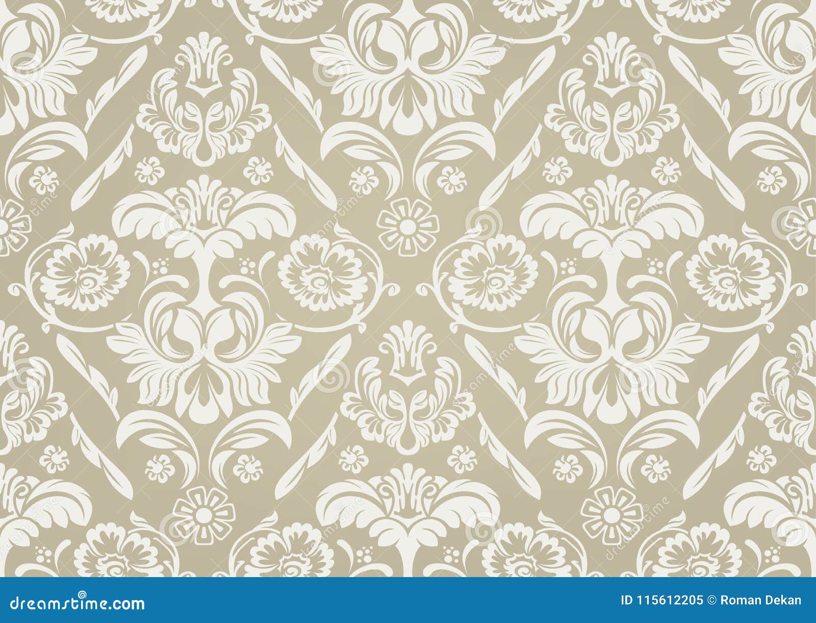 Wallpaper with White Damask Pattern Stock Vector - Illustration of ...
