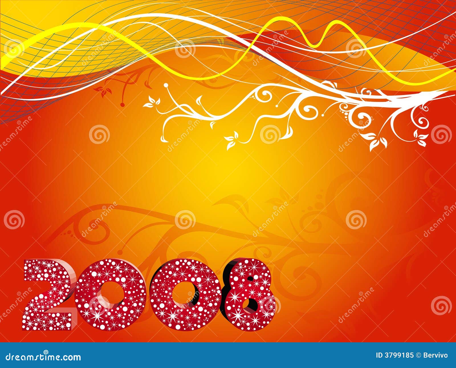 Wallpaper of Year 2008 with Floral Background Stock Illustration ...