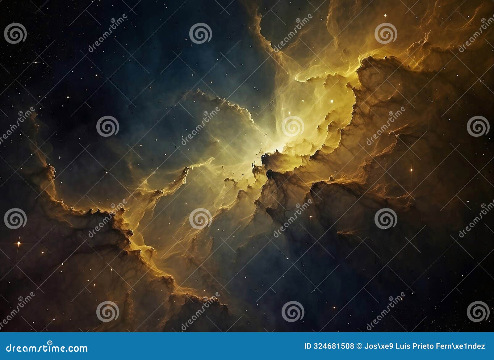 Wallpaper of a Yellow Nebula in Space Stock Illustration - Illustration ...