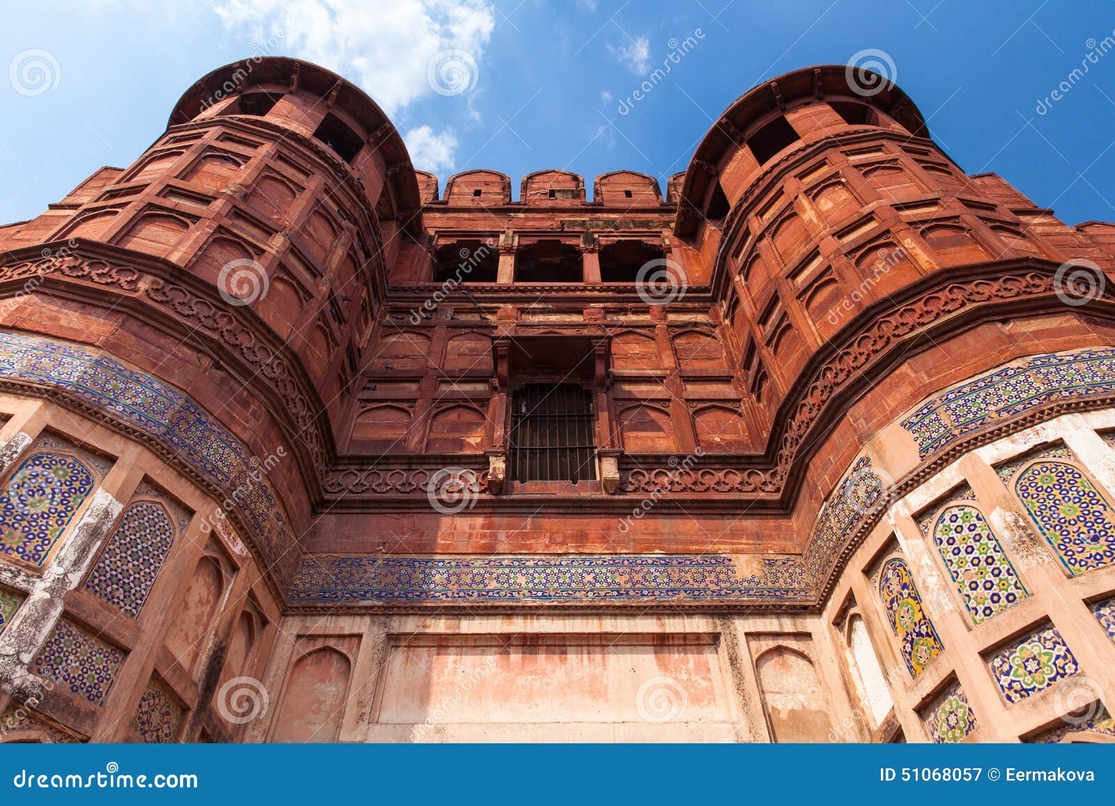 The walls of Agra Fort stock image. Image of famous, tourism - 51068057