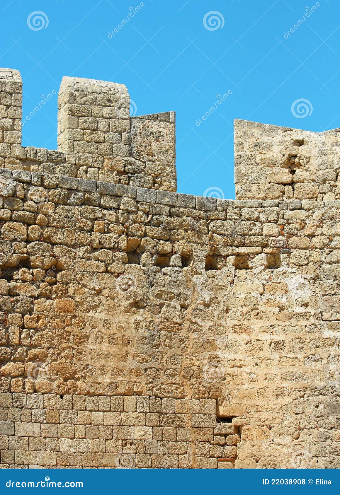Walls of Ancient Acropolis at Lindos Stock Photo - Image of archeology ...