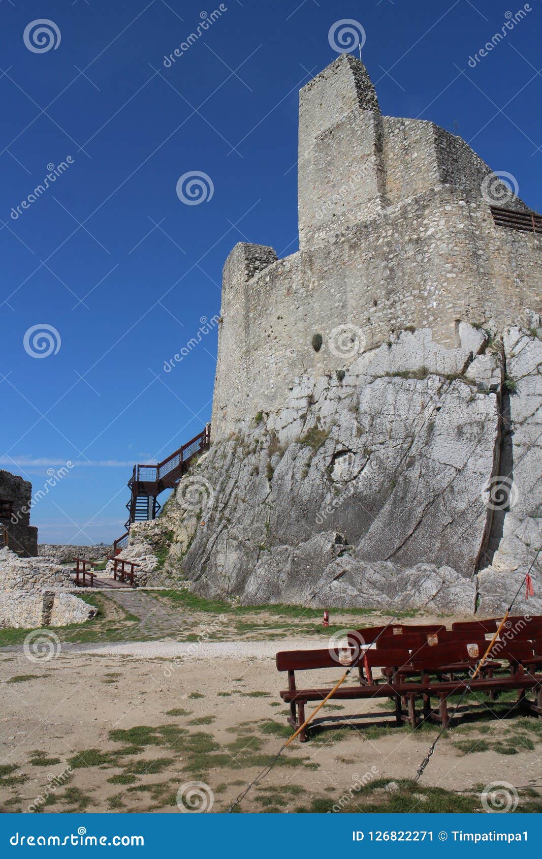 Walls of Beckov castle stock image. Image of history - 126822271
