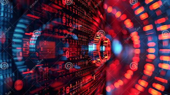 Walls of Binary Code Surrounding a Digital Vault Securing it from Cyber ...