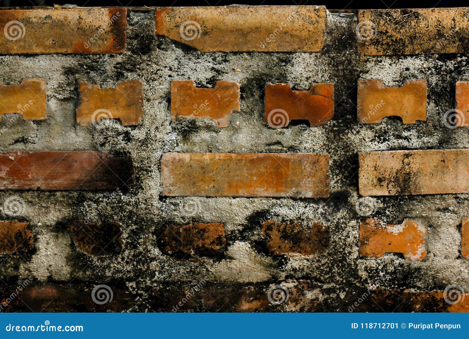 A Red Brick Wall with Old Stains. Stock Image - Image of overlapping ...