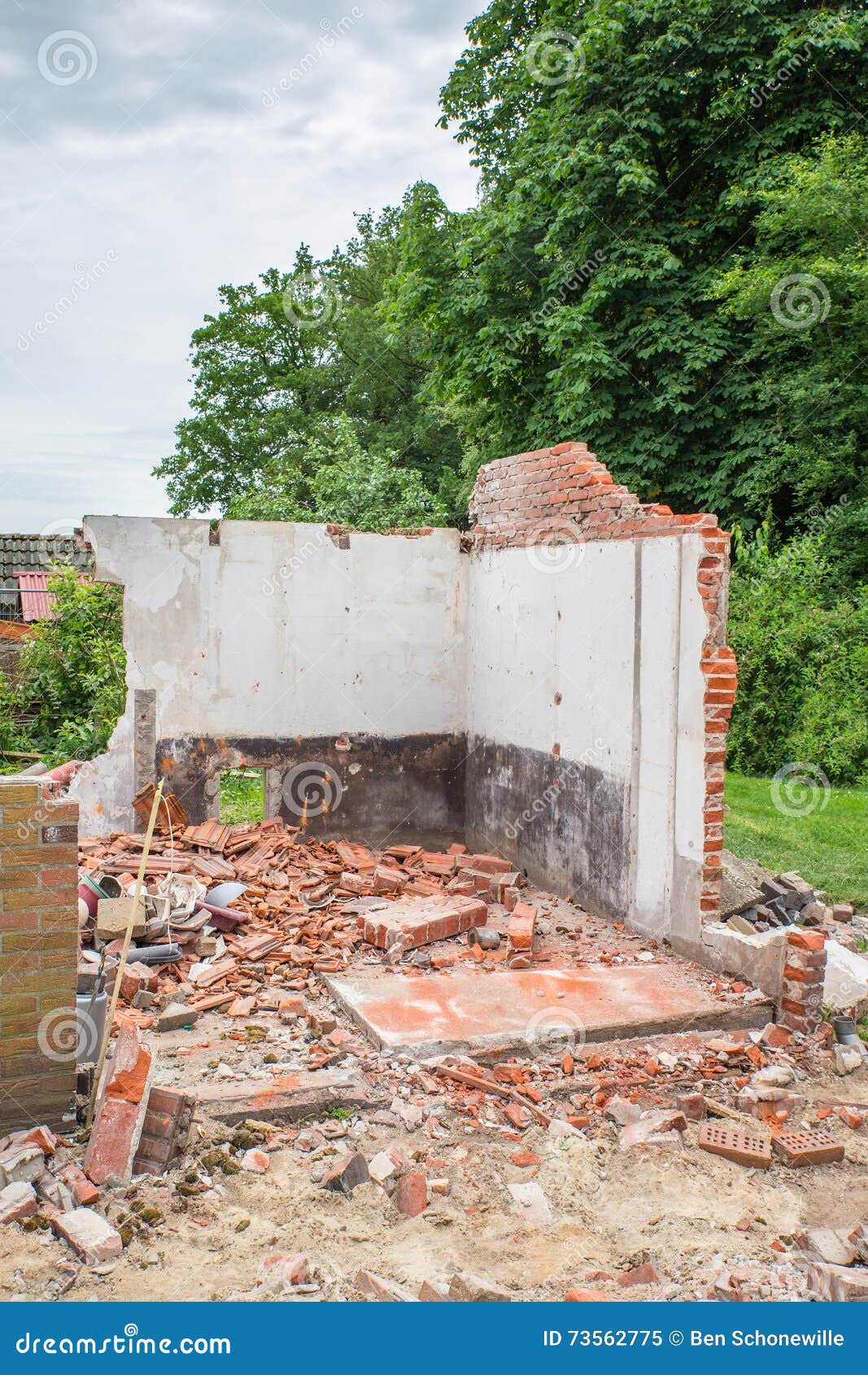 Walls and Bricks of Demolished House Stock Image - Image of demolished ...