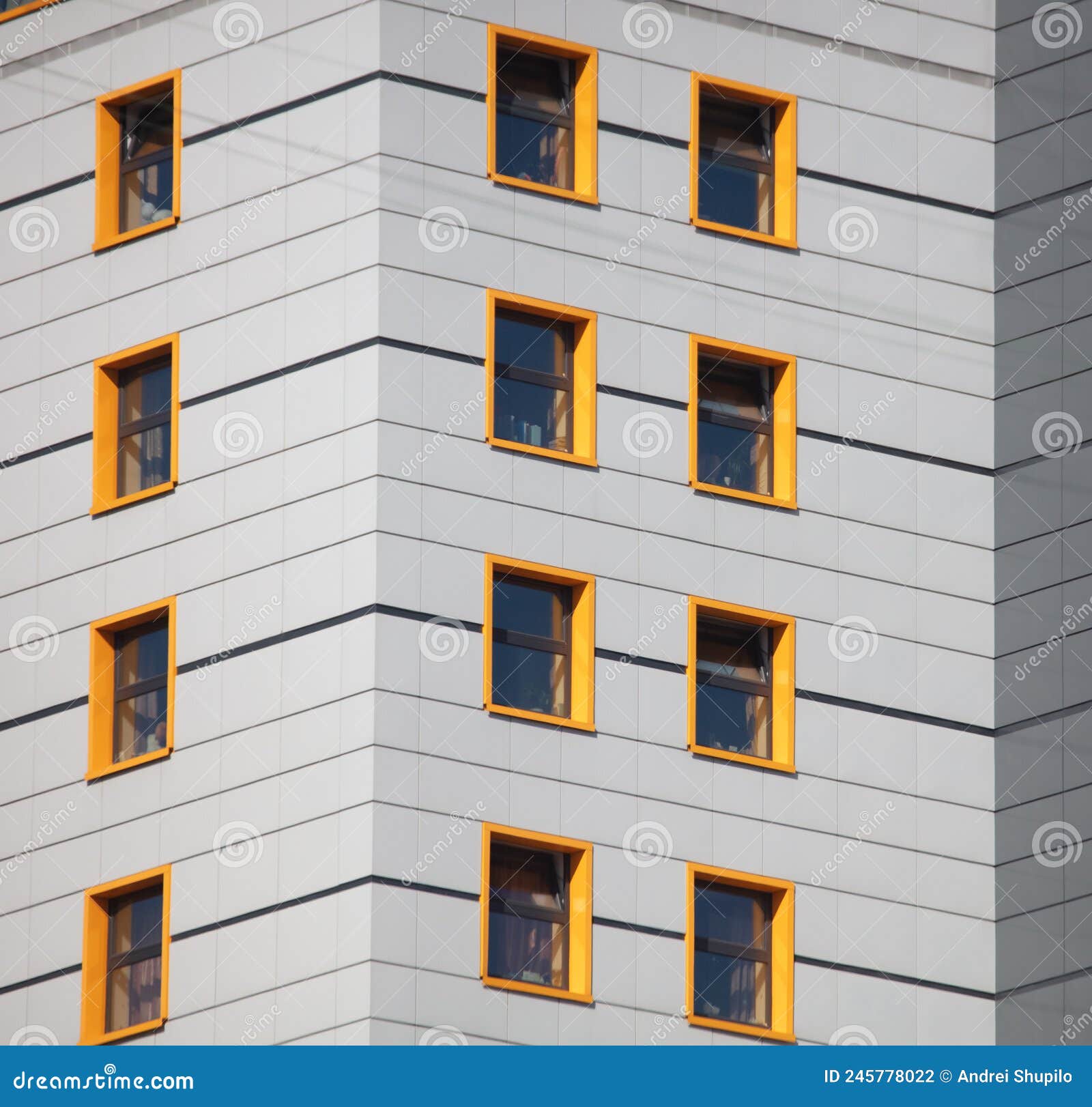 The Walls of the Building with Yellow Windows. Stock Photo - Image of ...
