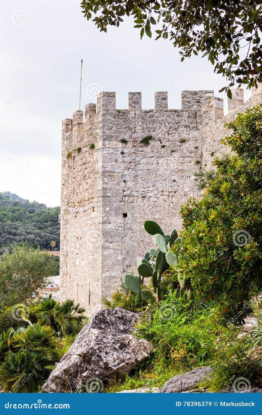 Walls of Castell Capdepera, Majorca Stock Image - Image of medieval ...