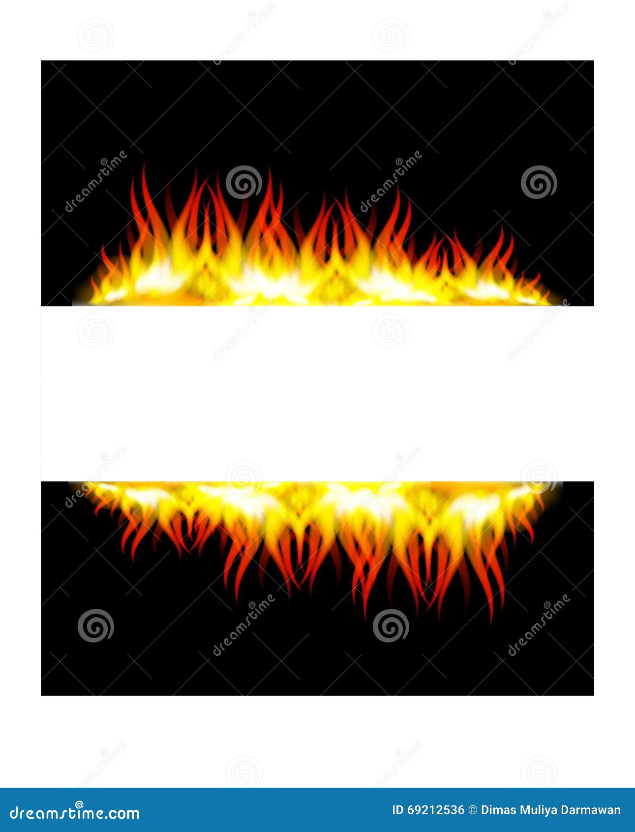 Walls of Fire in Mirror Reflection with Blank Space between Them Stock ...