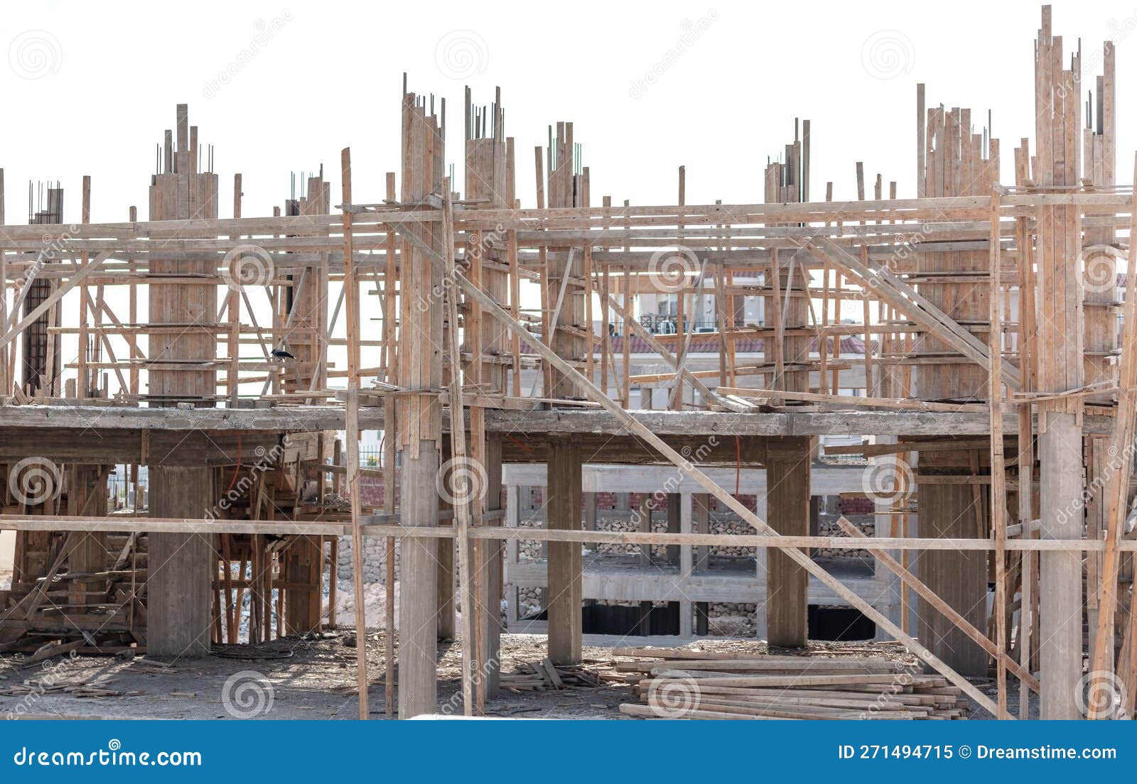 Walls and Frame of a Building Under Construction. Stock Image - Image ...