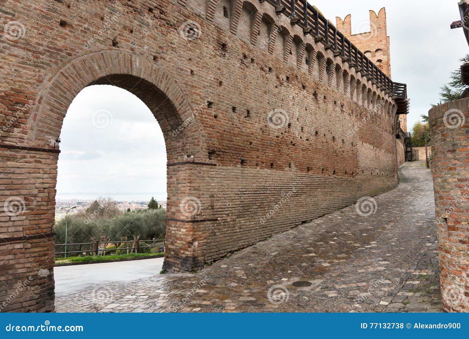 Walls of Gradara castle stock photo. Image of medieval - 77132738