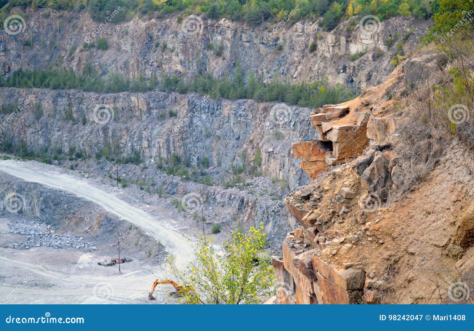 The Walls of the Granite Quarry Stock Image - Image of rock, limestone ...