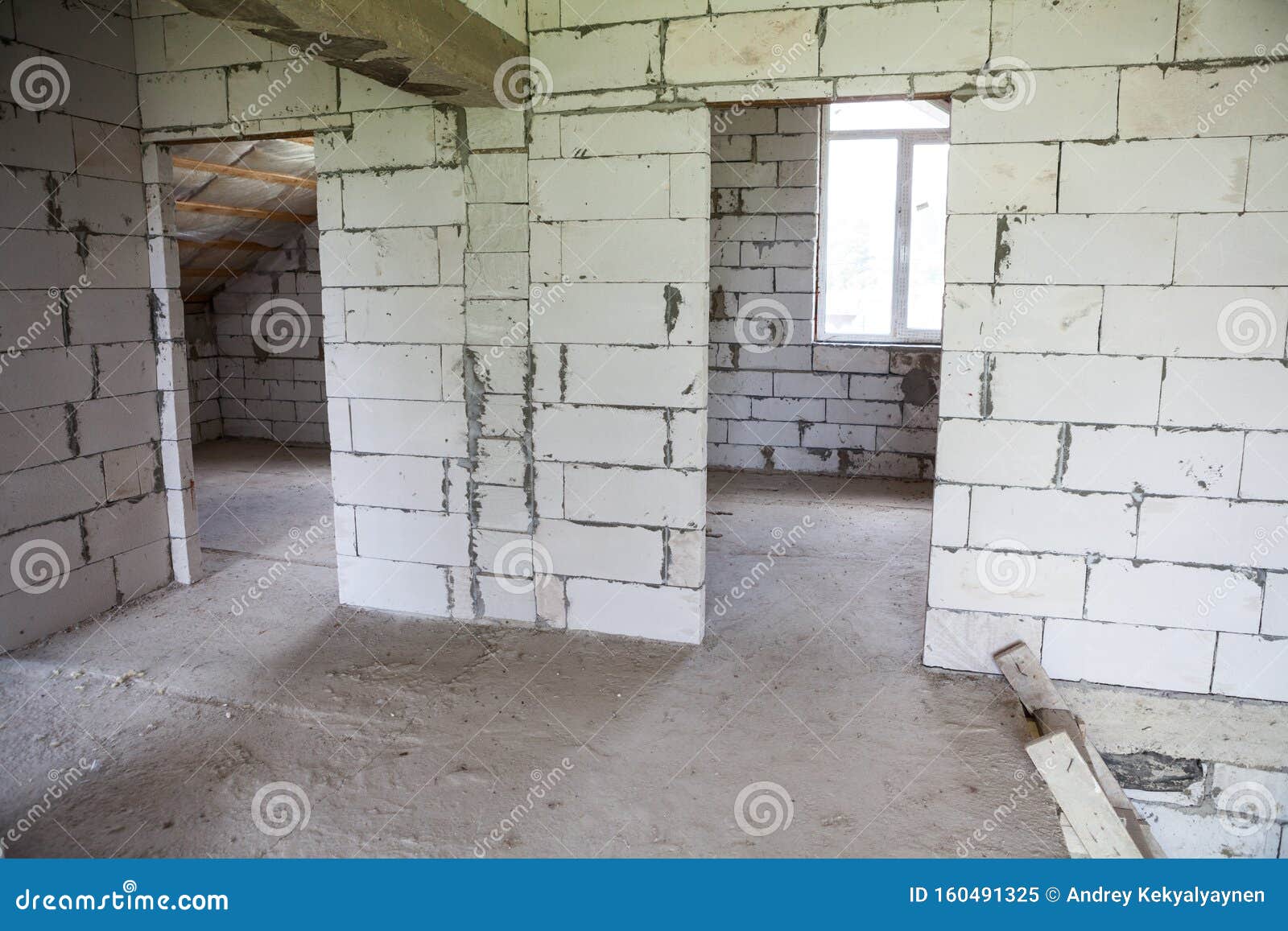 Walls From Lightweight Aggregate Concrete Block With Empty Doorframes ...