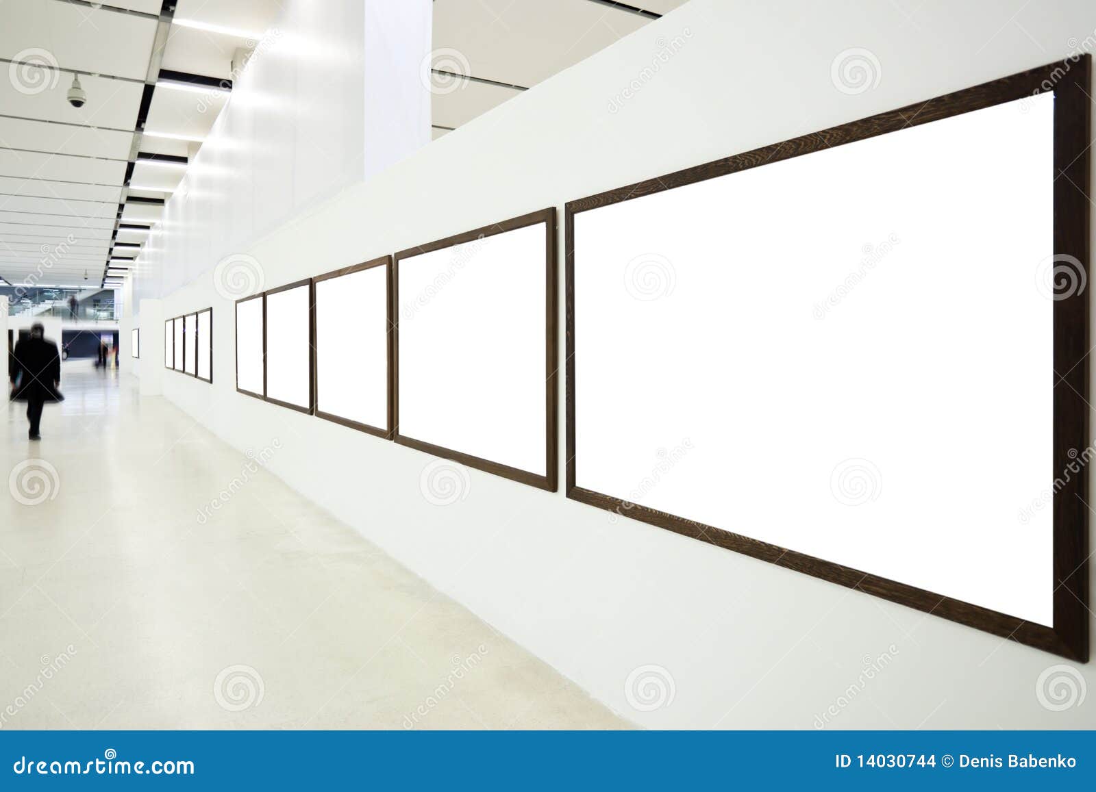 Walls in Museum with Empty Frames and Person Stock Photo - Image of ...