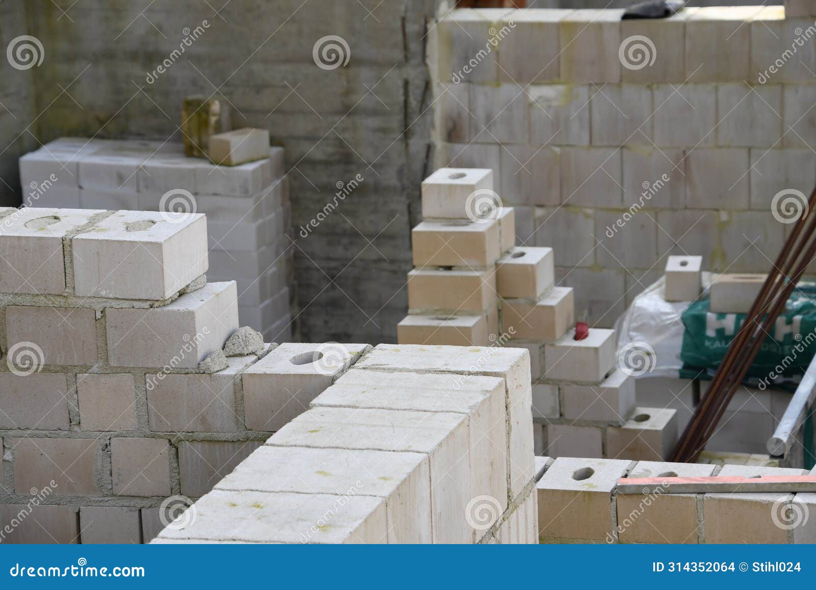 Construction Site of New Building from Sand-lime Bricks Stock Photo ...