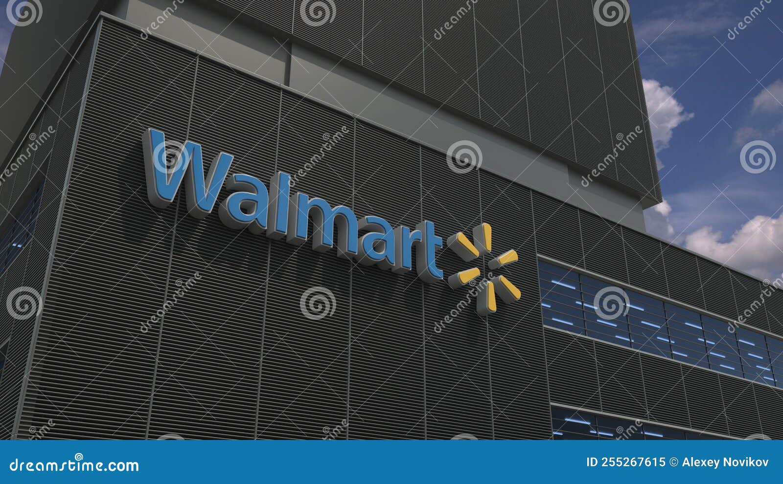 Walmart Logo on the Modern Building. Editorial 3d Rendering Editorial ...