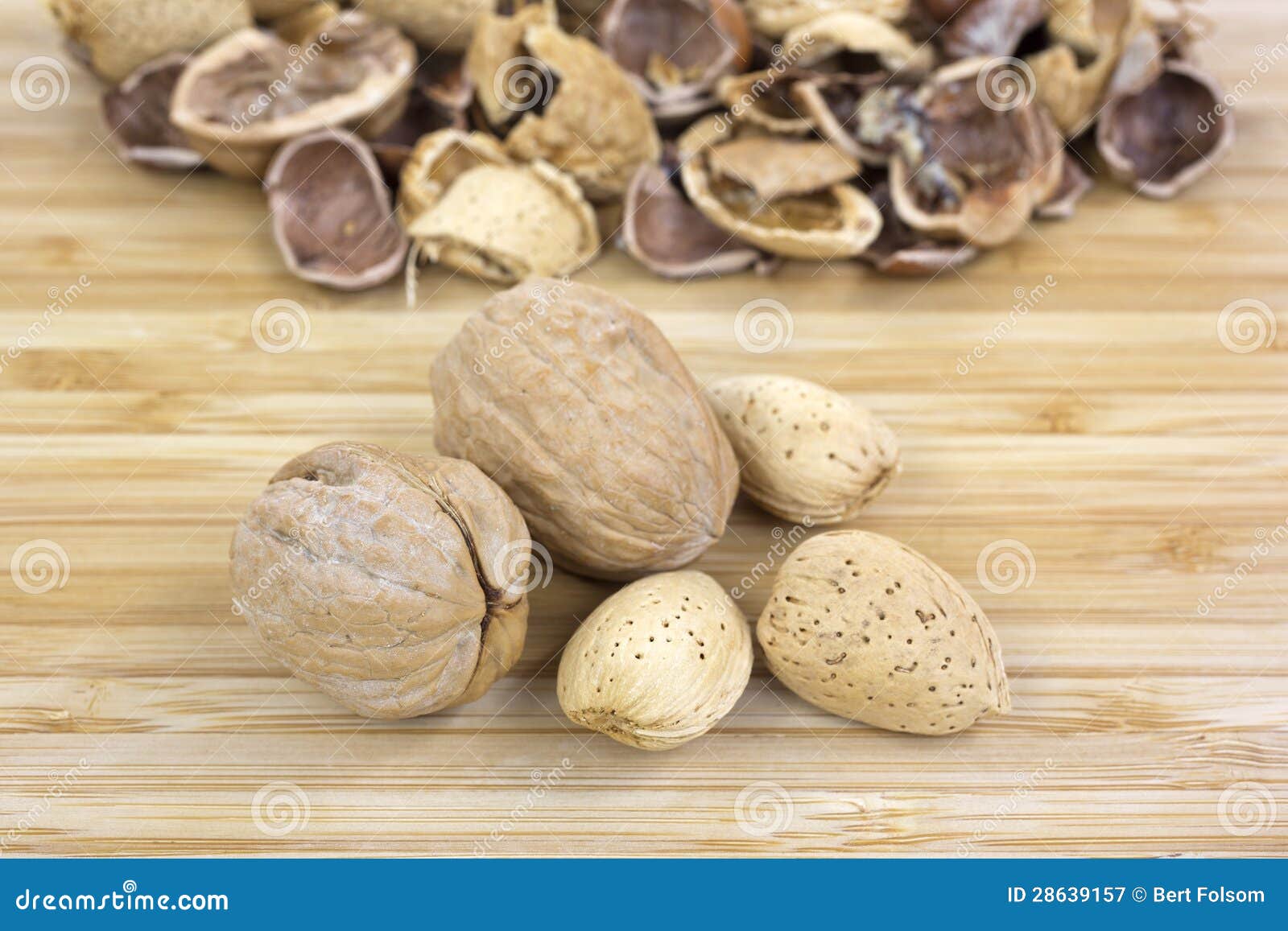 Walnut and Almond Nuts with Shells Stock Image - Image of walnuts ...