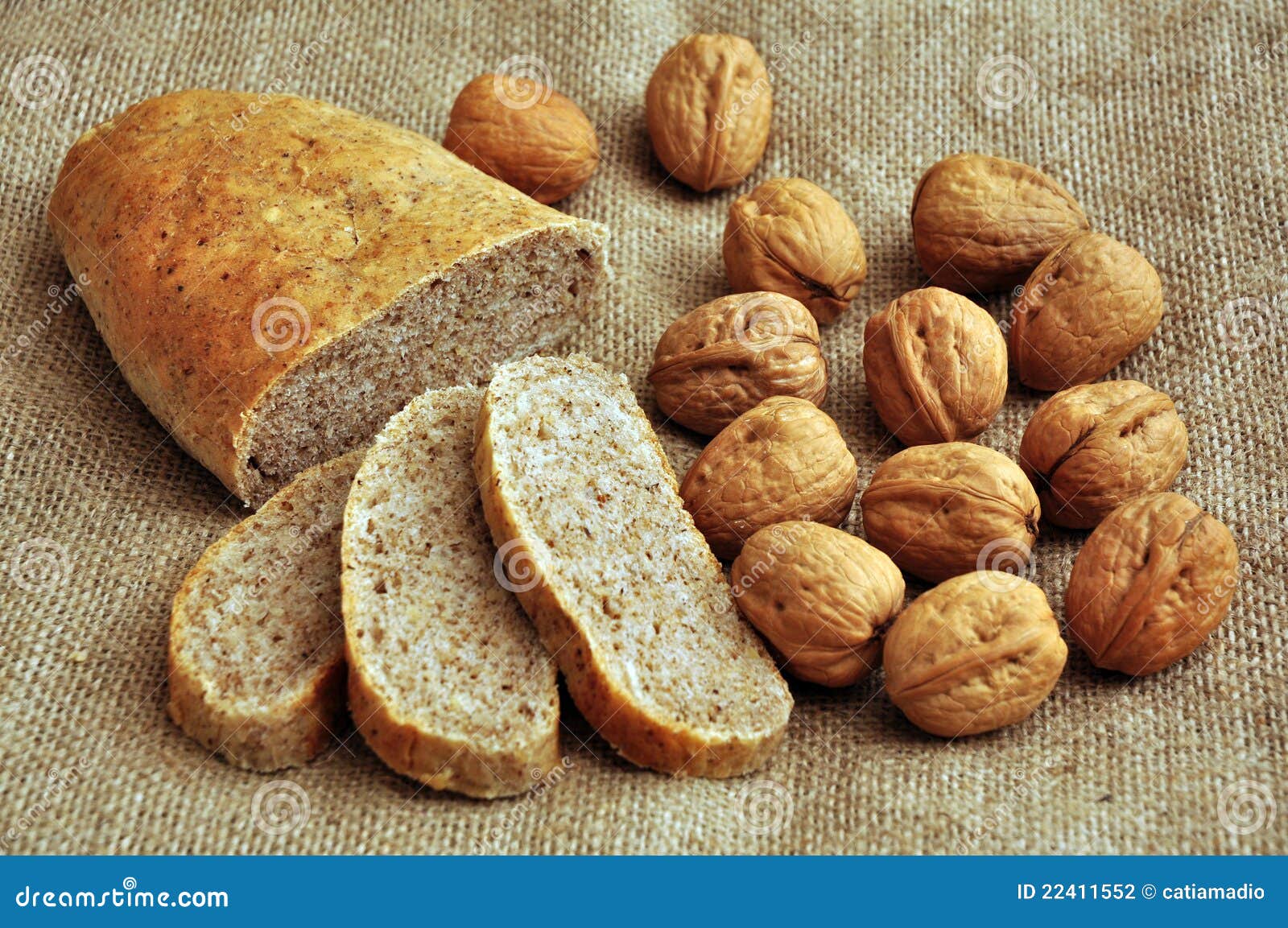 Walnut bread stock photo. Image of food, walnuts, bread - 22411552