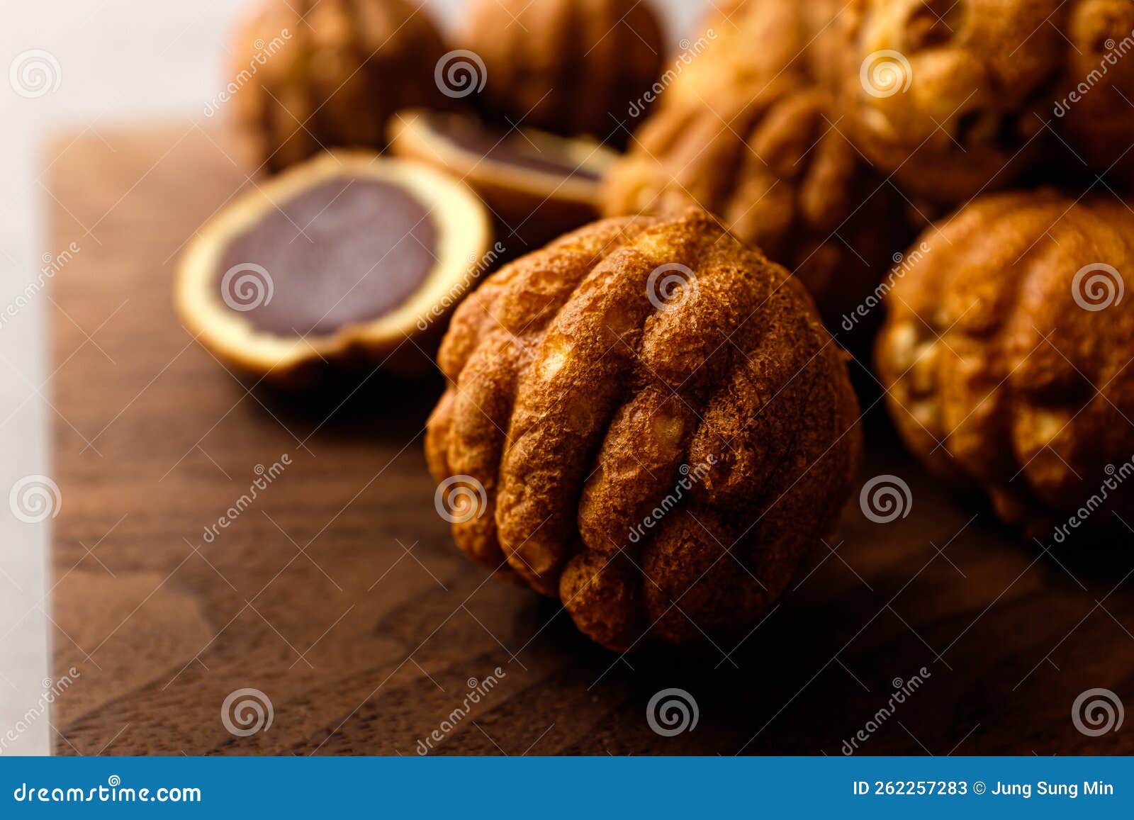 Walnut Bread with Walnuts and Red Bean Paste Stock Image - Image of ...