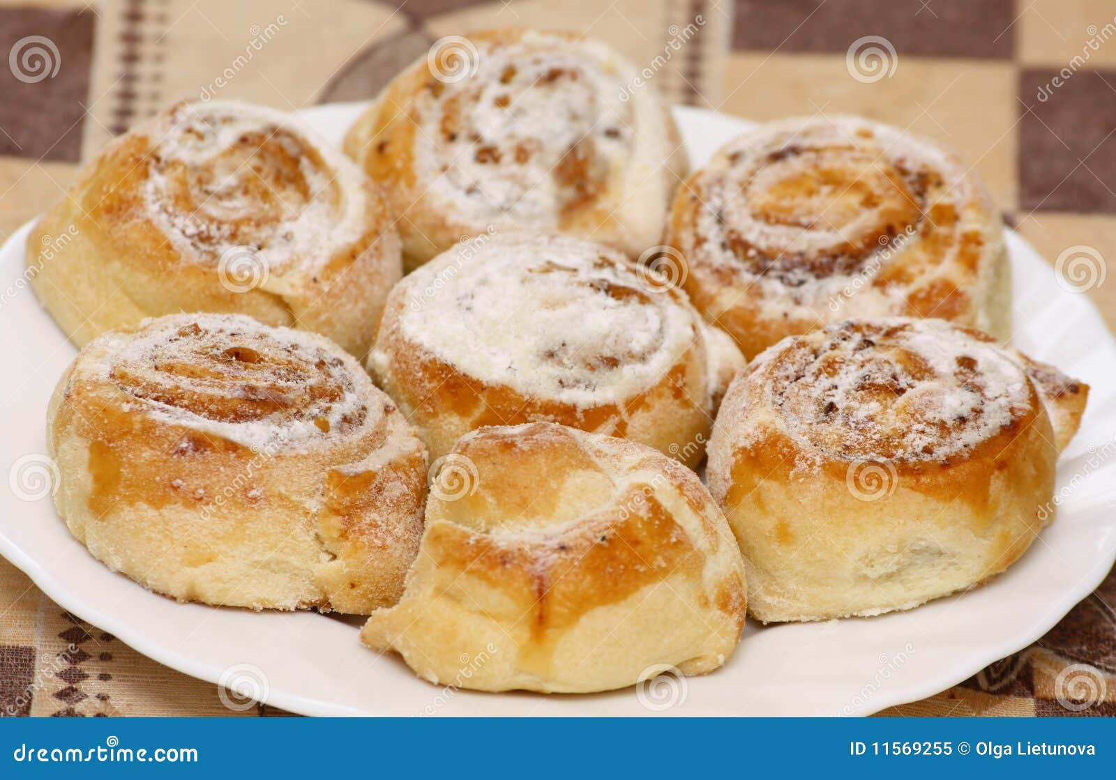 Walnut Buns with Powdered Sugar on Plate Stock Image - Image of dessert ...