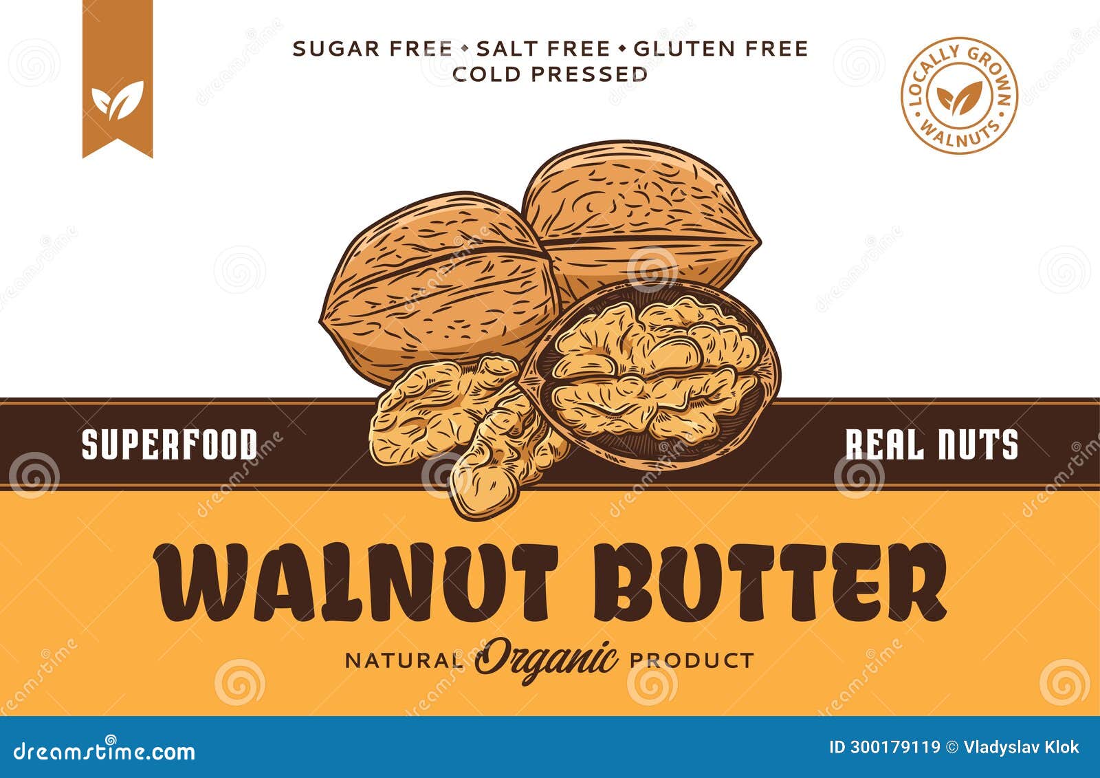 Walnut Butter Label and Packaging Design Template Stock Vector ...