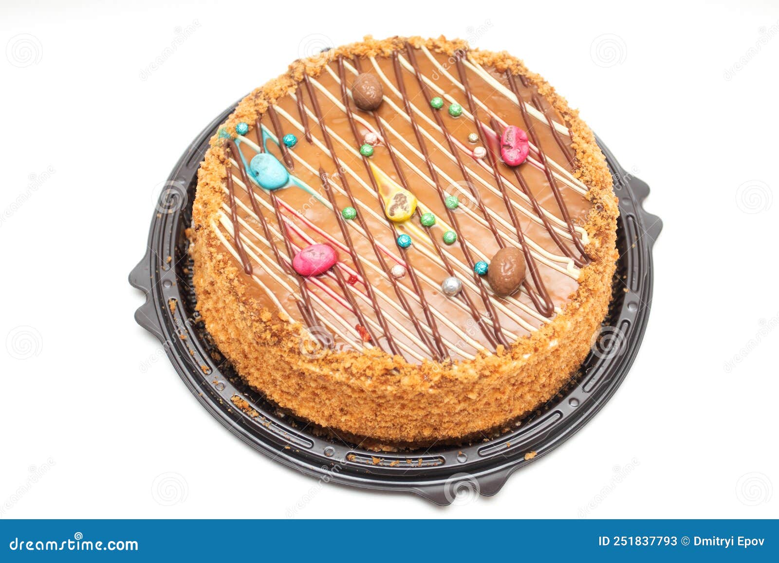 Walnut Decorated Cake on a White Background Stock Image - Image of ...