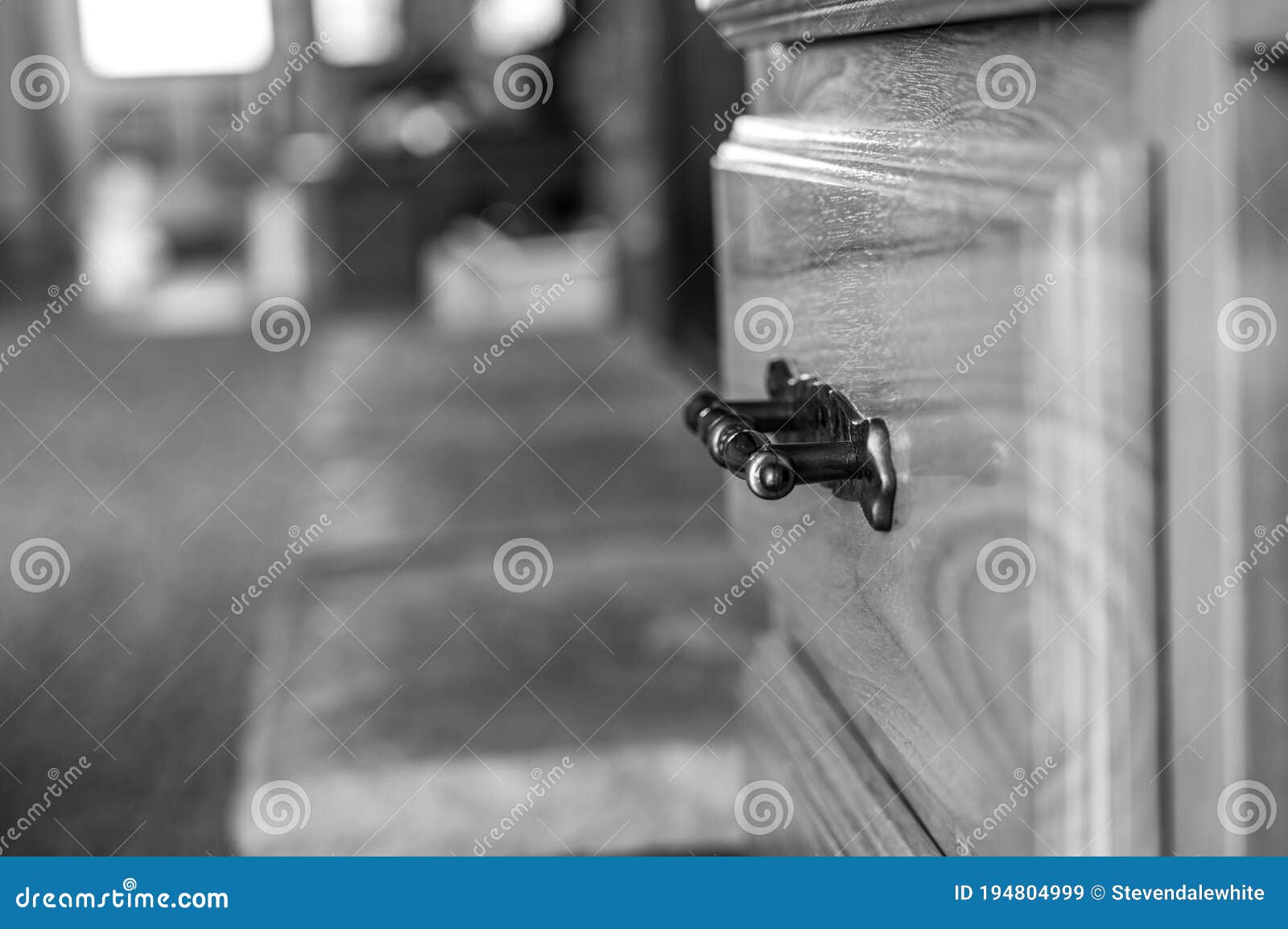 Side View of a Walnut Desk Drawer Being Pulled Open Stock Image - Image ...