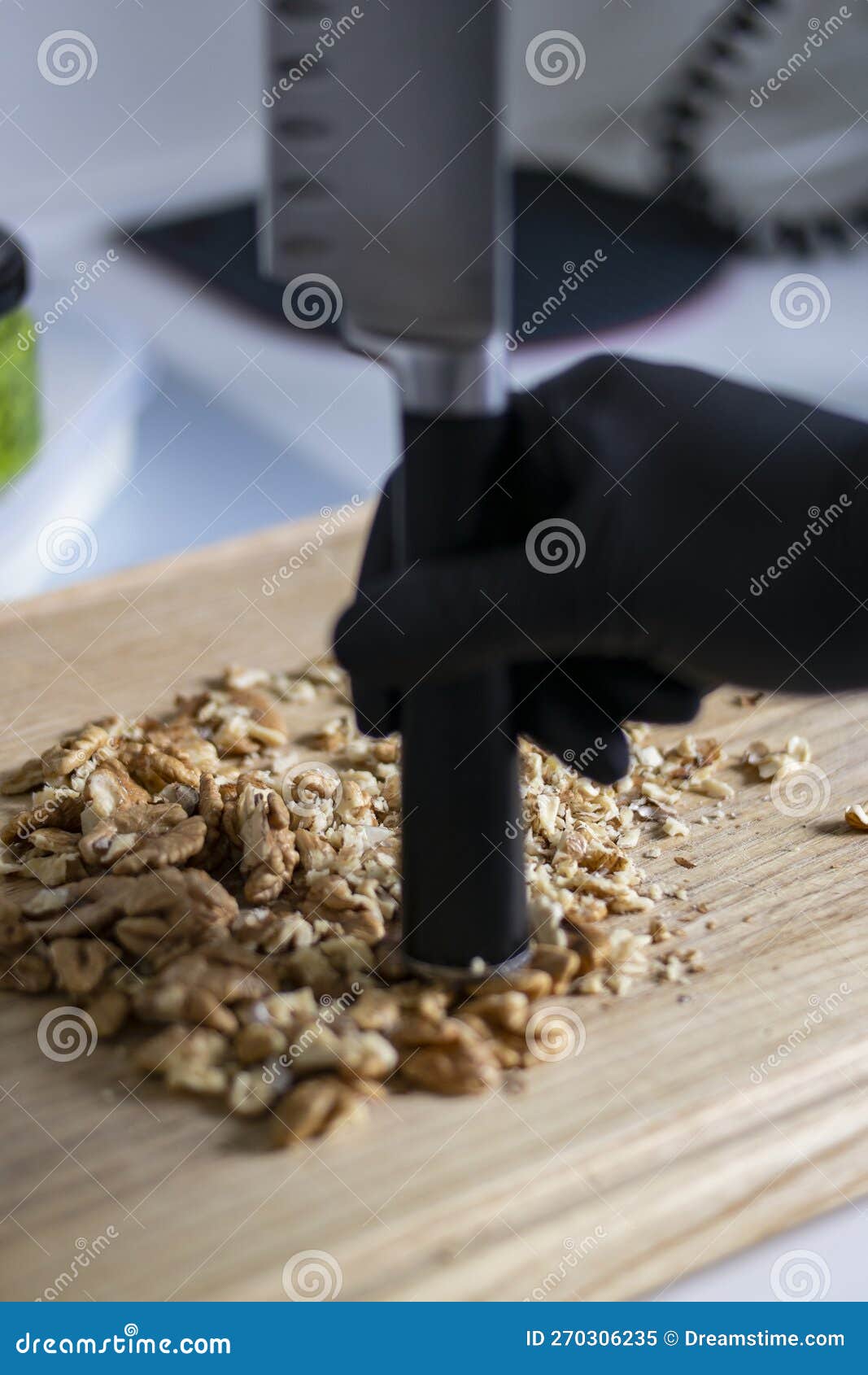 Walnut Grinding. Cooking Process Step by Step in the Kitchen. Stock ...