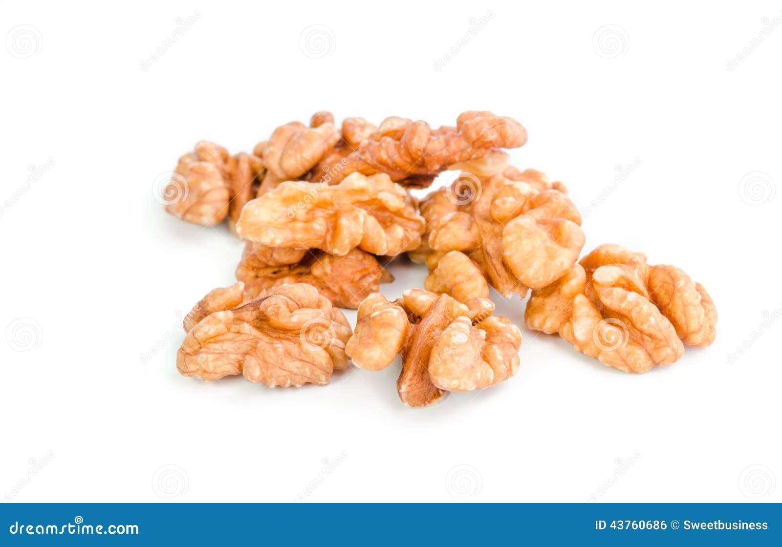 Walnut Half Heap on White Background Stock Photo - Image of appetizers ...
