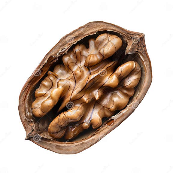 A Walnut Half with Its Shell Open Stock Illustration - Illustration of ...