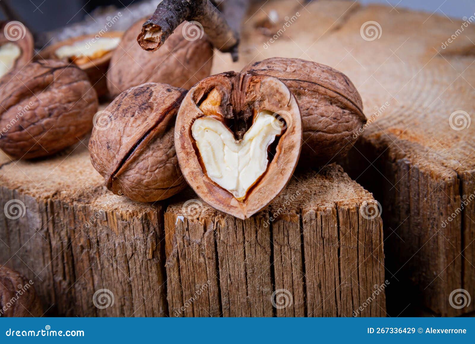 Walnut. Half Walnut on Natural Background. Inshell Nuts. Copyspace ...