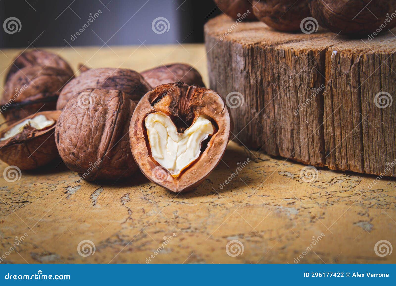 Walnut. Half Walnut on Natural Background. Inshell Nuts. Copyspace ...