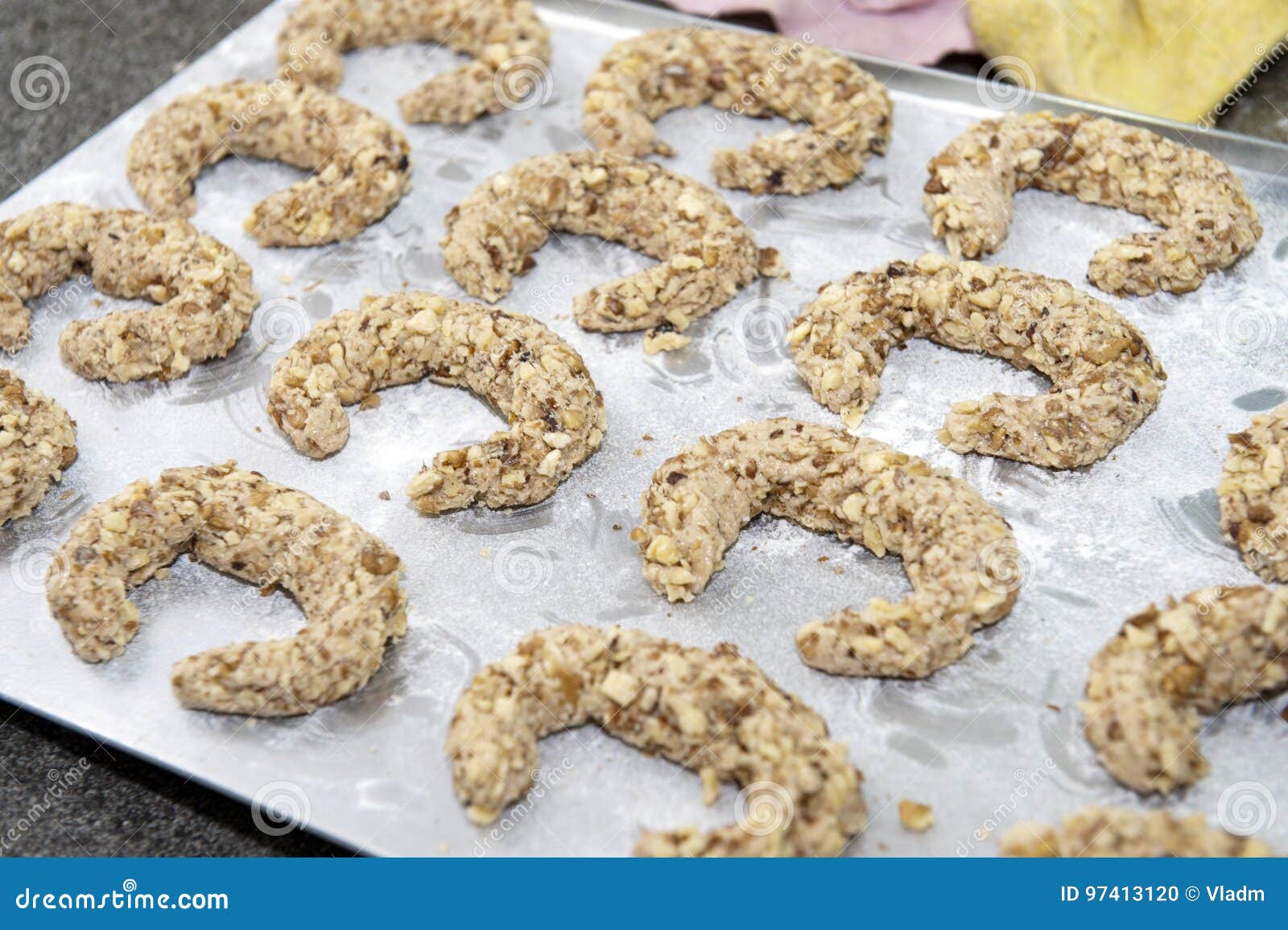 Walnut Horseshoe Rolls Cookies Stock Photo - Image of white, three ...