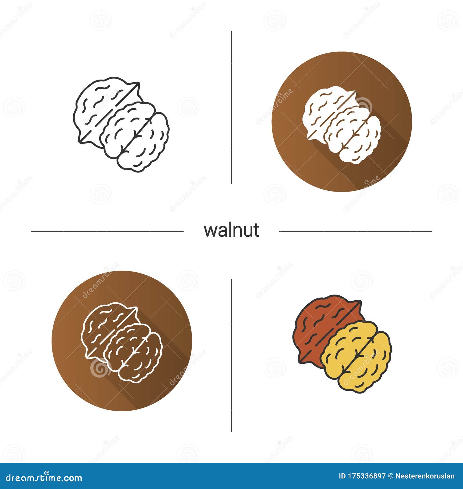 Walnut icon stock vector. Illustration of glyph, organic - 175336897