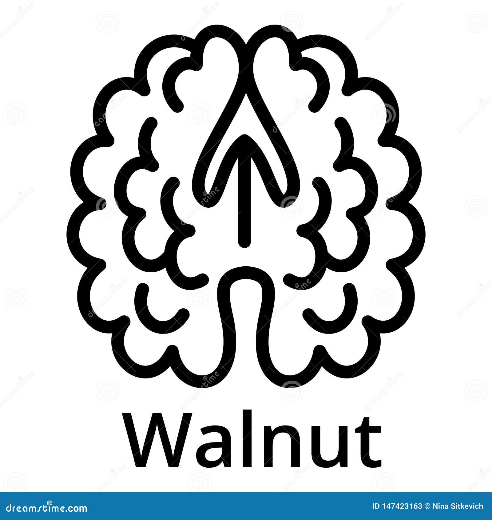 Walnut icon, outline style stock vector. Illustration of nutrition ...