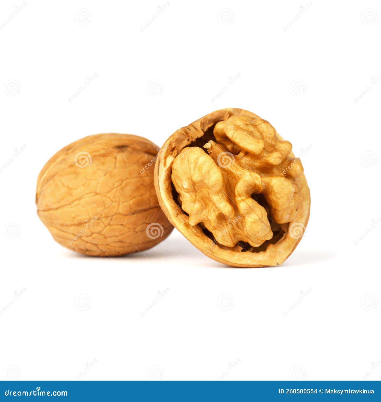 Walnut and Kernel Isolated on White Background. Stock Photo - Image of ...