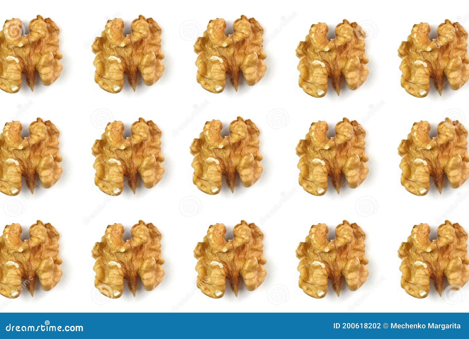 Walnut Kernel Pattern Backdrop on White Background. Top View. Stock ...