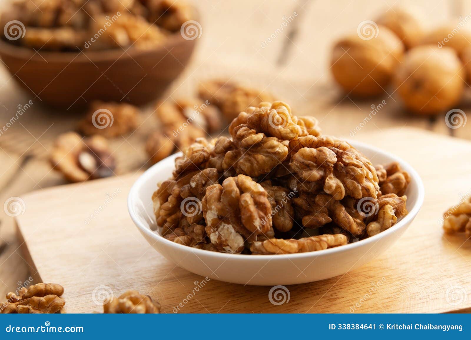 Walnut Kernel With Shell On Wooden Backdrop. Healthy Food For Brain ...