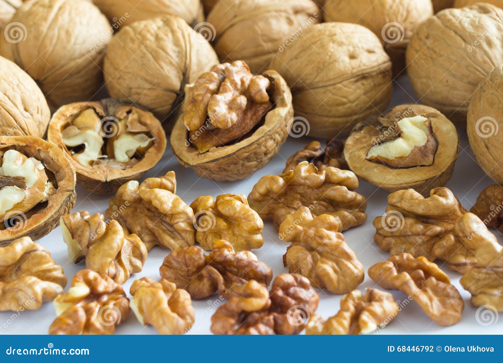 Walnut Kernels and Crushed Nuts on a White Stock Photo - Image of group ...
