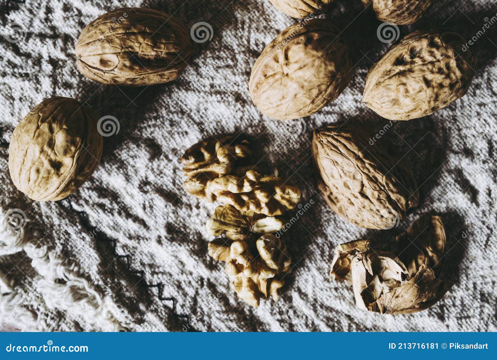 Walnut Kernels and Walnut Shells Lying on the Kitchen Table Stock Image ...
