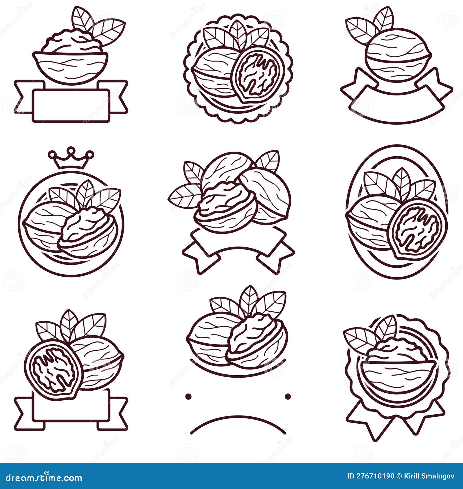 Walnut Label and Icon Set. Collection Icon Walnut Stock Photo - Image ...